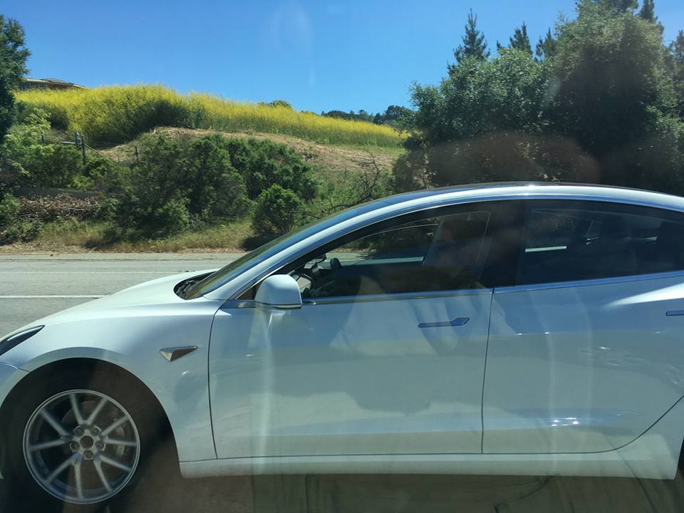 New close encounter spy shots of the White Tesla Model 3