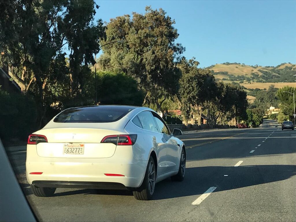 White Tesla Model 3 spotted with roof rack system installed, might be ...