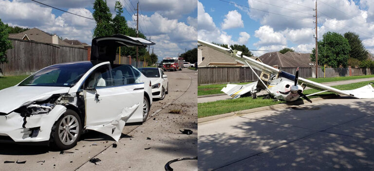 Tesla Model X hit by a small airplane, everyone survives